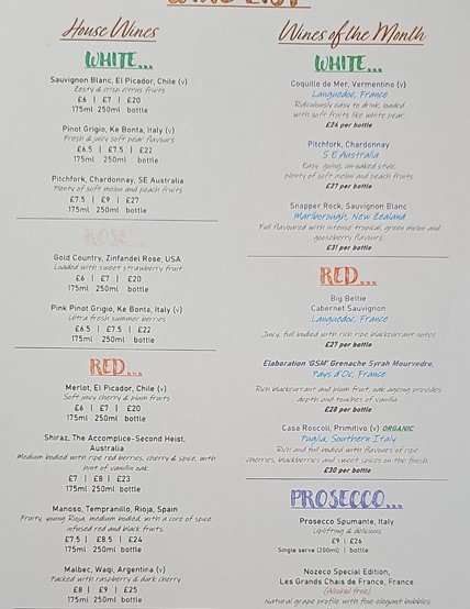 Menus | The Rising Sun