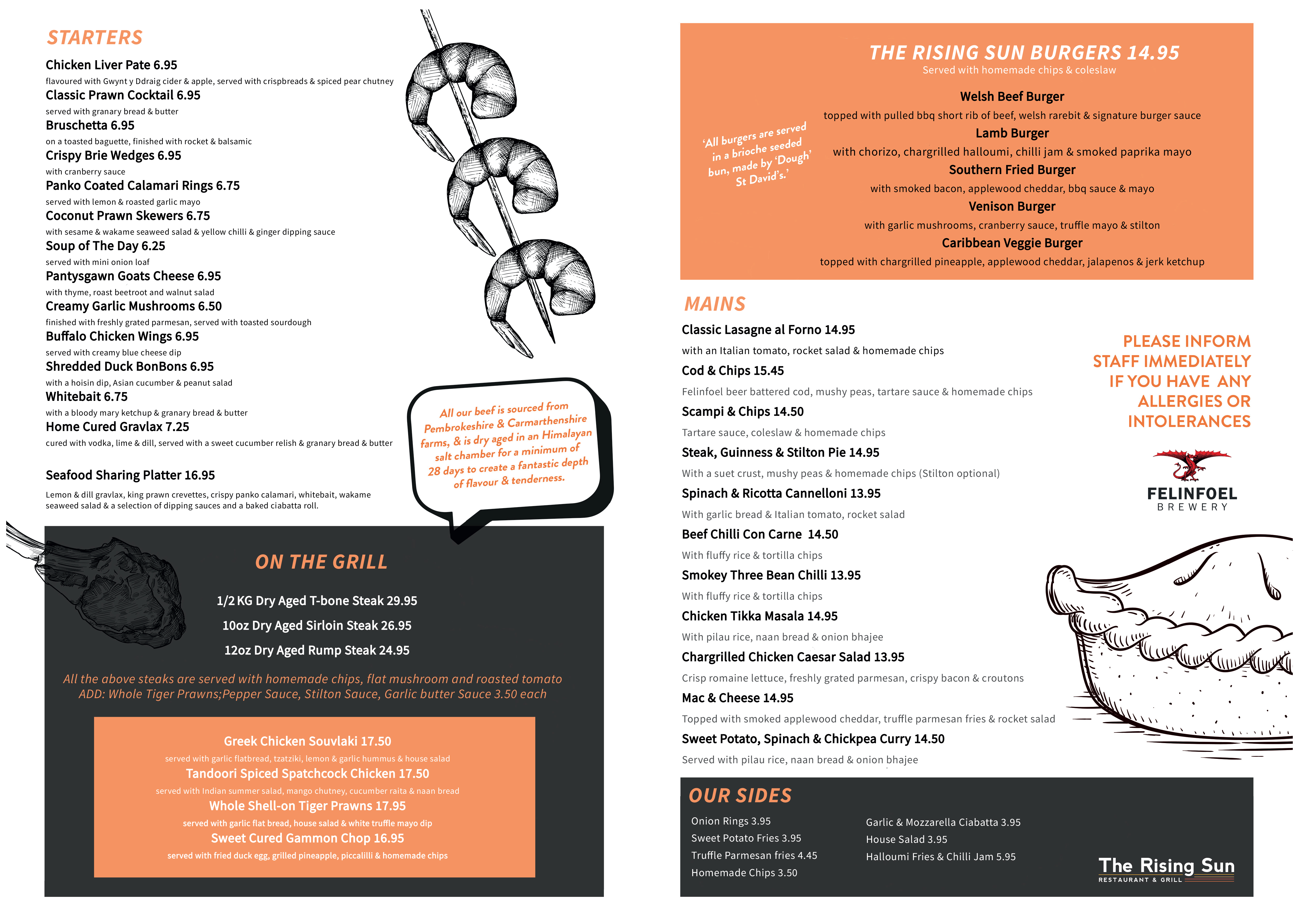 Menus | The Rising Sun