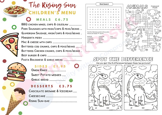 Menus | The Rising Sun